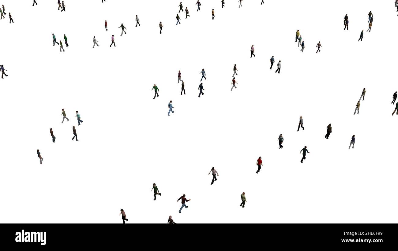 Crowd of people top view on white background Business person 3d render ...