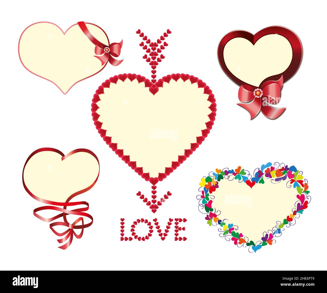 Heart Color Set Icons vector illustrations. Set of Hearts in different ...