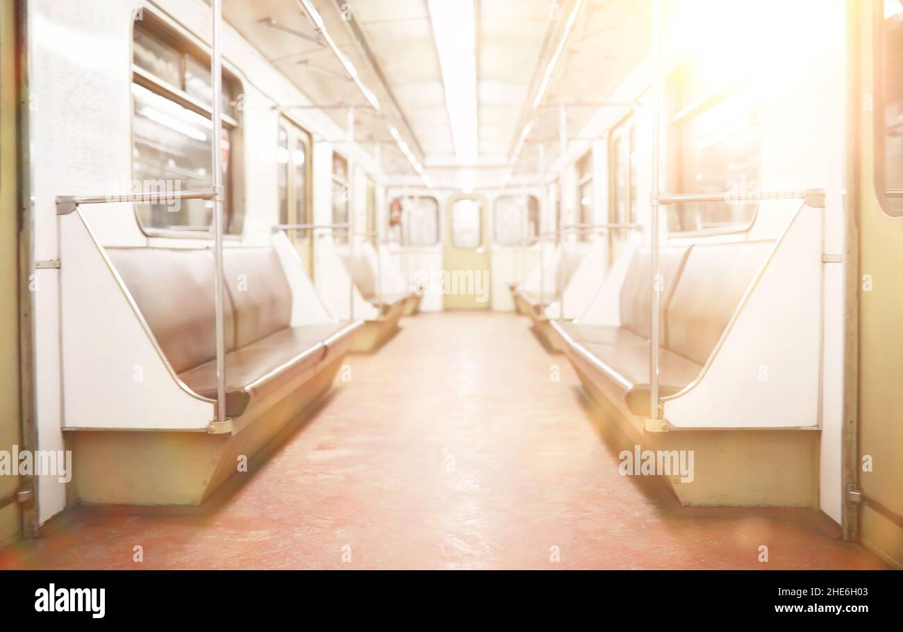 Subway car with empty seats. Empty subway car Stock Photo - Alamy