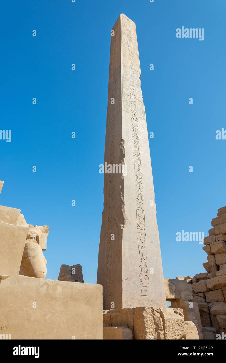 Ancient Egyptian Obelisk in the Karnak temple complex in Luxor, Egypt ...