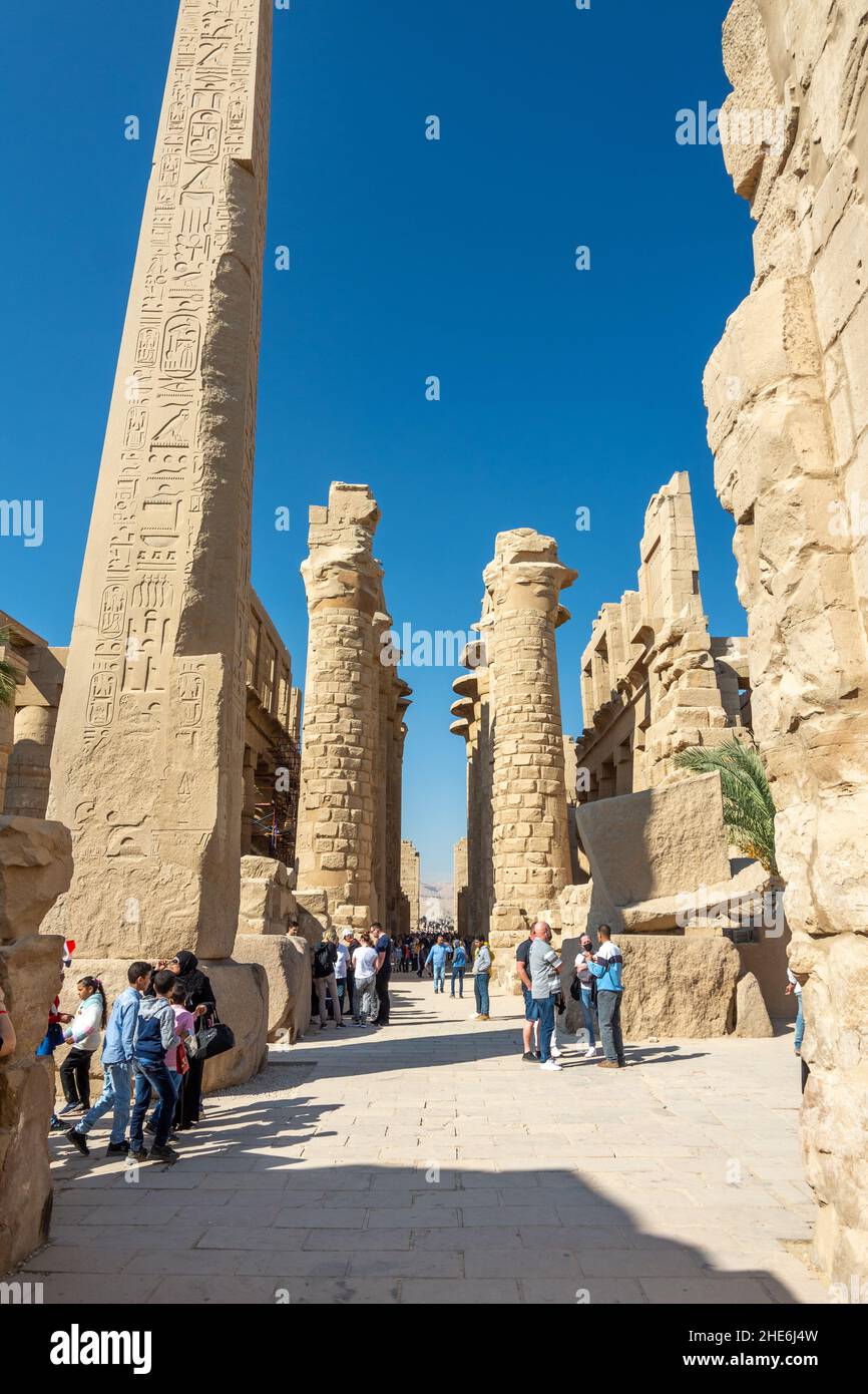 Ancient Egyptian Obelisk in the Karnak temple complex in Luxor, Egypt ...