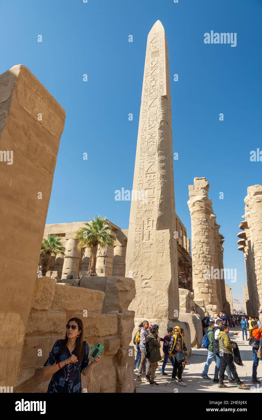 Ancient Egyptian Obelisk in the Karnak temple complex in Luxor, Egypt ...