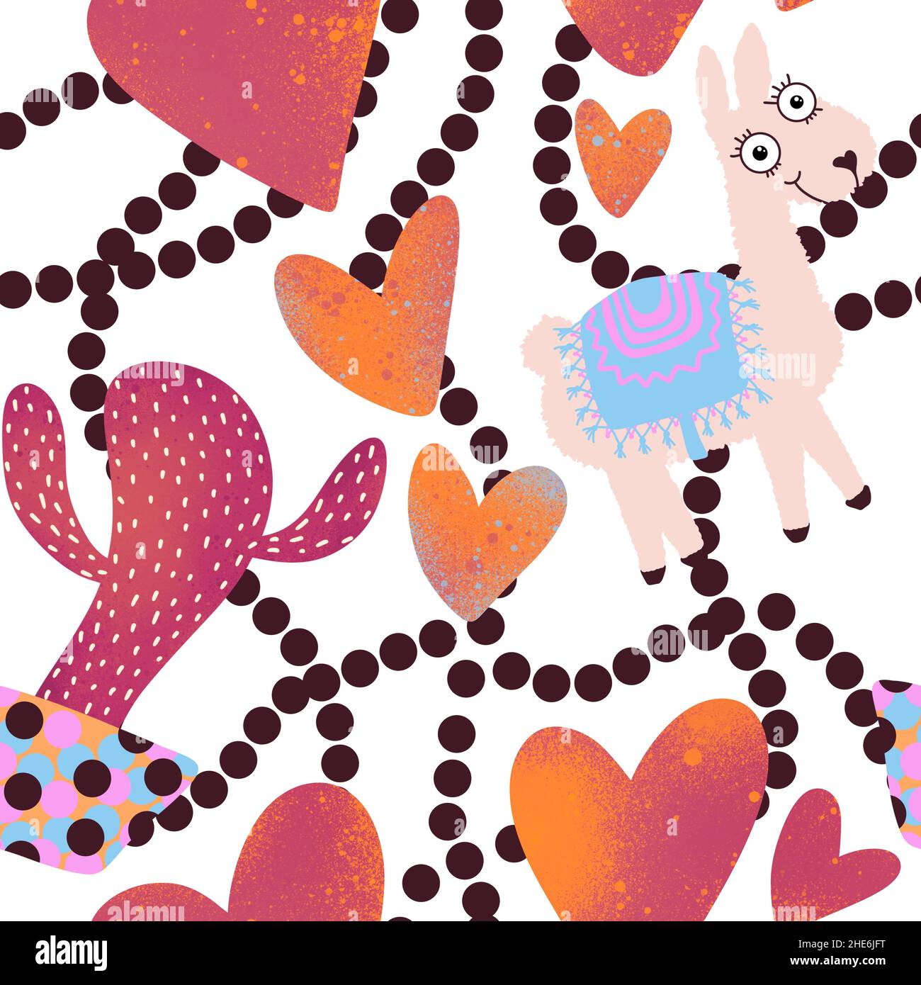 Kids seamless cute lama pattern for fabrics and textiles and packaging ...