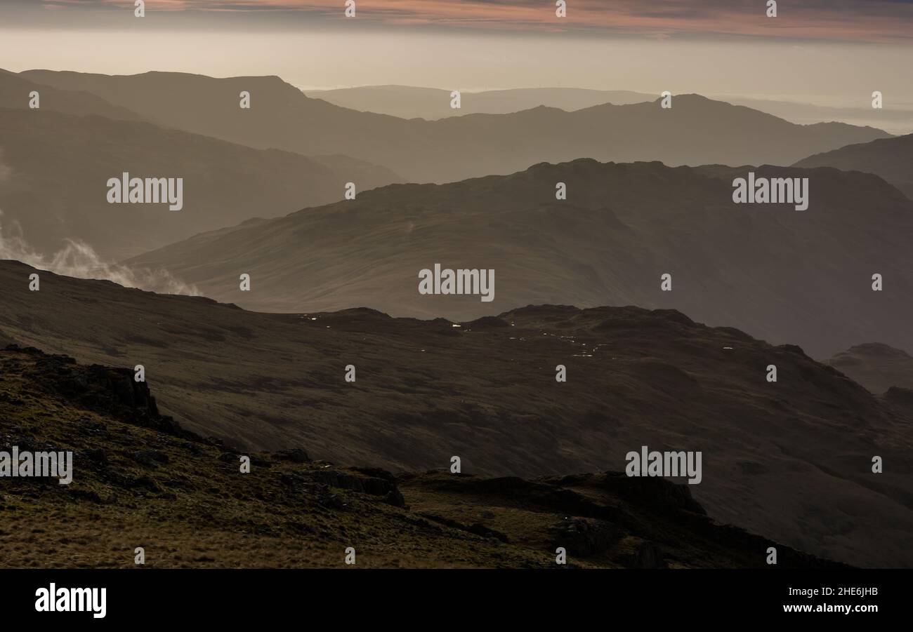 The view south from Scafell Pike - England's highest peak at 3,209ft ...