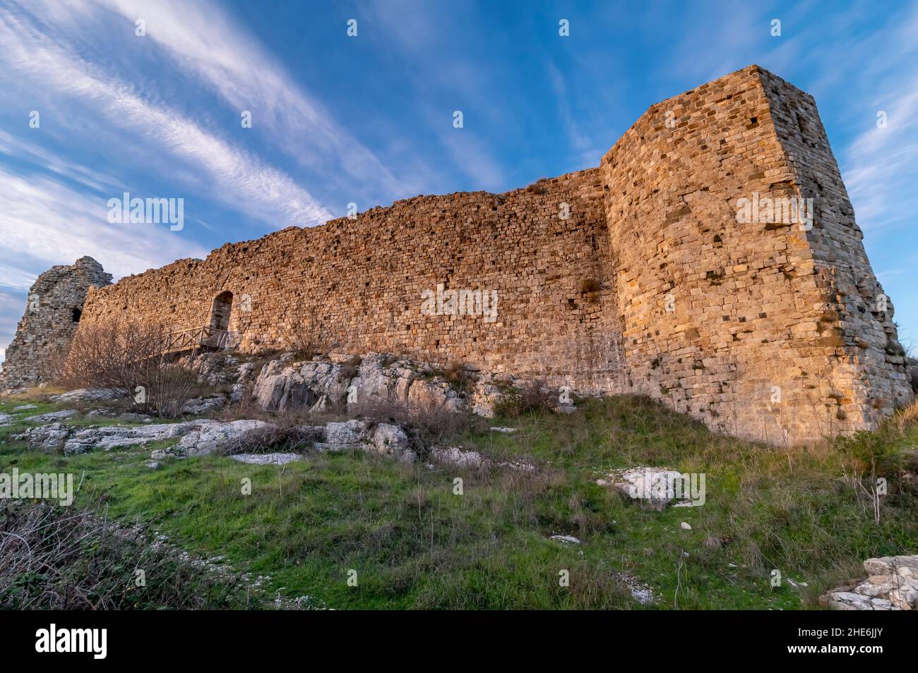 The ancient Rocca di Pietracassia, Lajatico, Pisa, Italy, under a ...