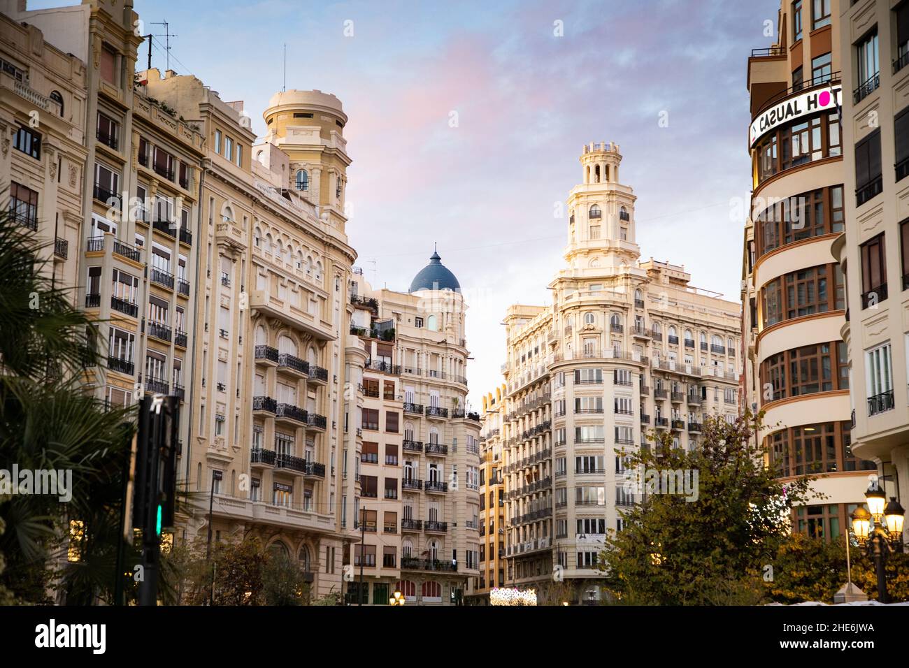 VALENCIA , SPAIN - DECEMBER 6, 2021: historical buildings in Valencia ...