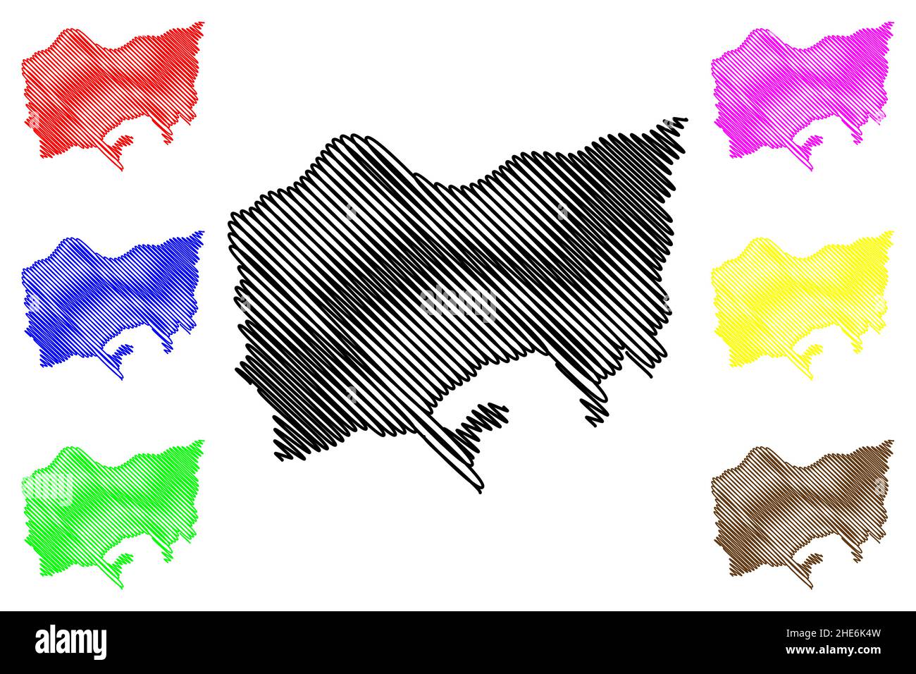 Udalguri district (Assam State, Republic of India) map vector ...