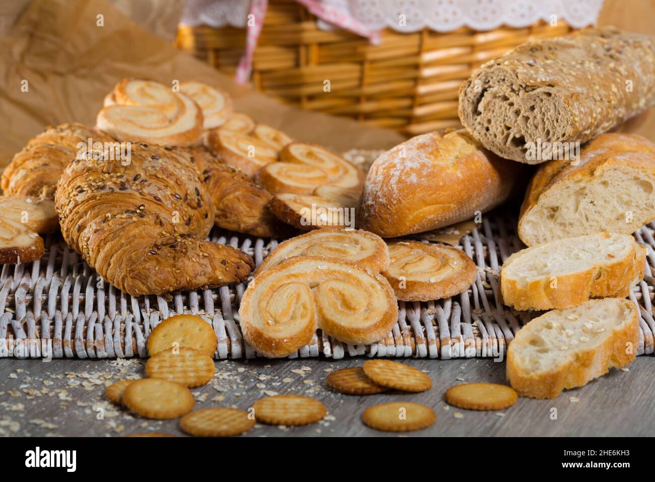 Different assortment of bread and bakery products Stock Photo - Alamy