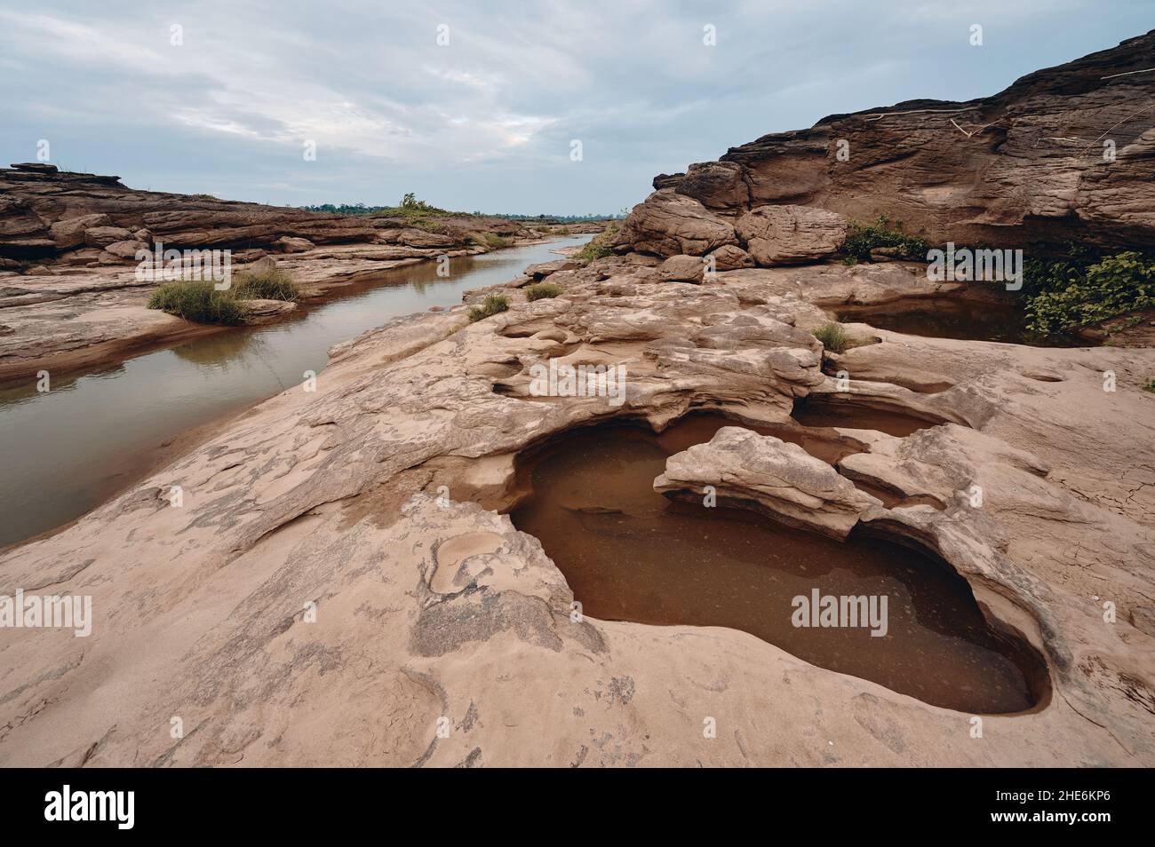 A landscape of Sam Pan Bok, also known as the Grand Canyon of Thailand ...