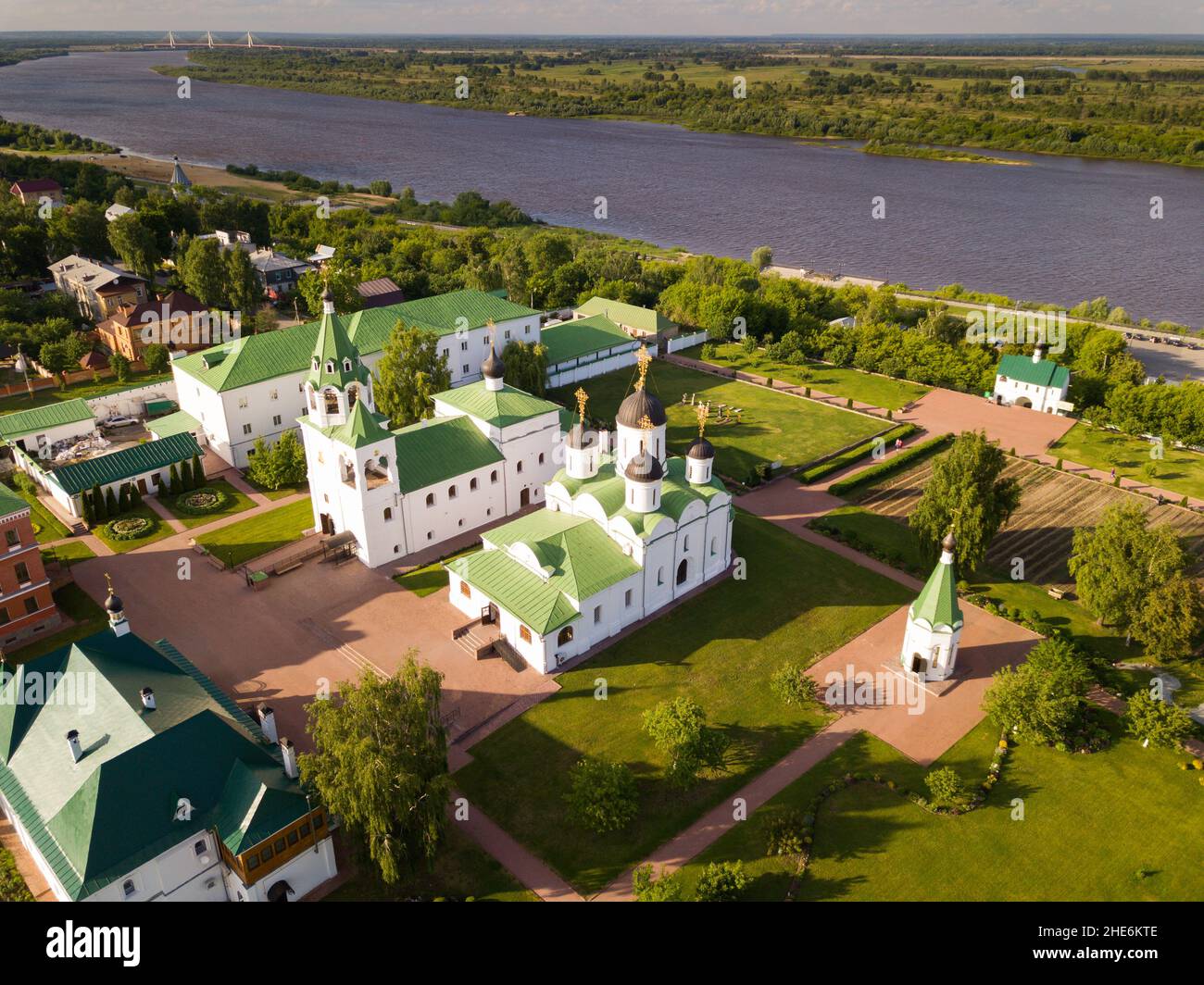 Aerial view of russian landmark Spaso-Preobrazhensky monastery, Murom ...