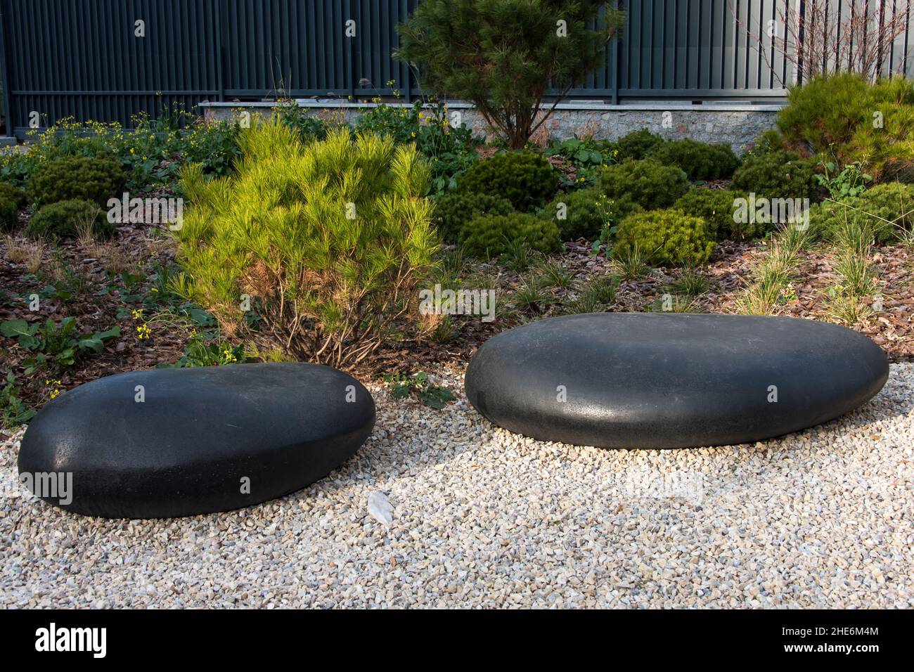 Zen garden dry landscape, or karesansui, japanese rock garden with ...