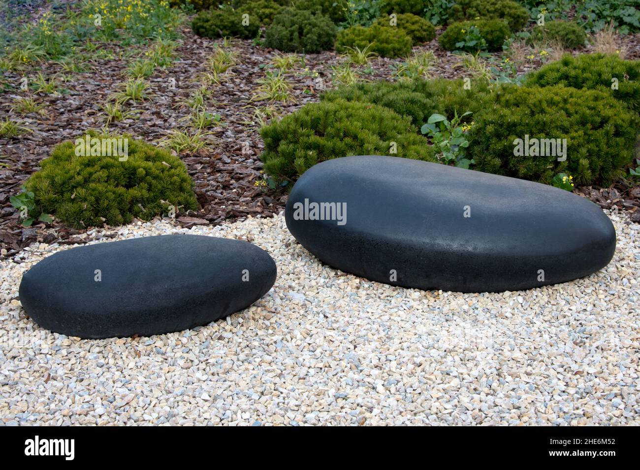 Zen garden dry landscape, or karesansui, japanese rock garden with ...