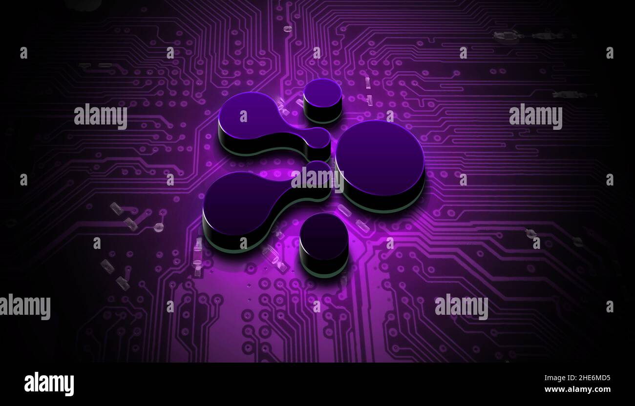 3D rendering aelf cryptocurrency coin on colorful background ...