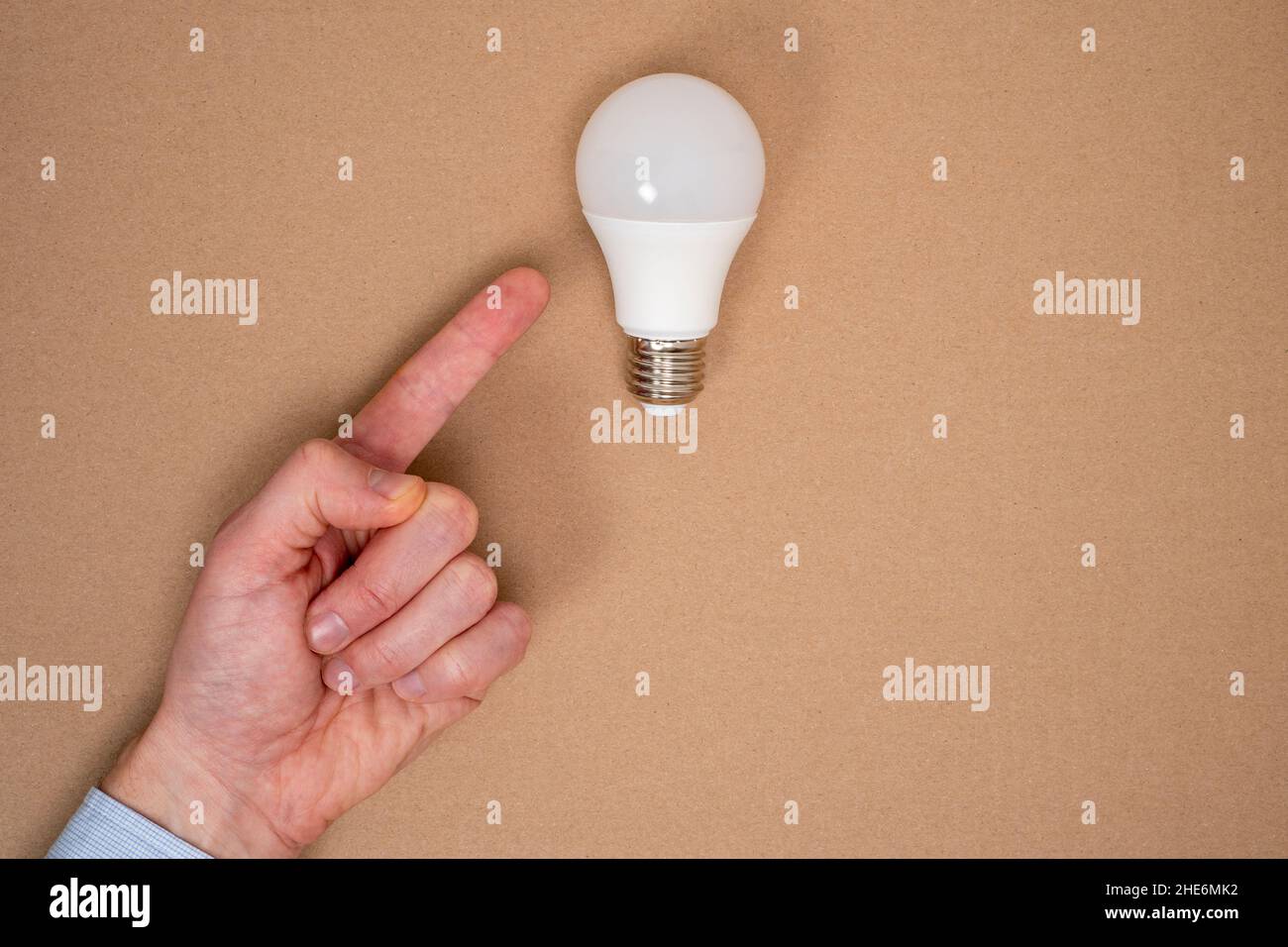 Creative idea.Concept of idea and innovation.Hand finger pointing to ...