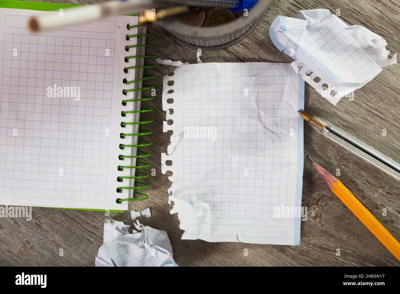 Torn crumpled notebook sheet Stock Photo - Alamy