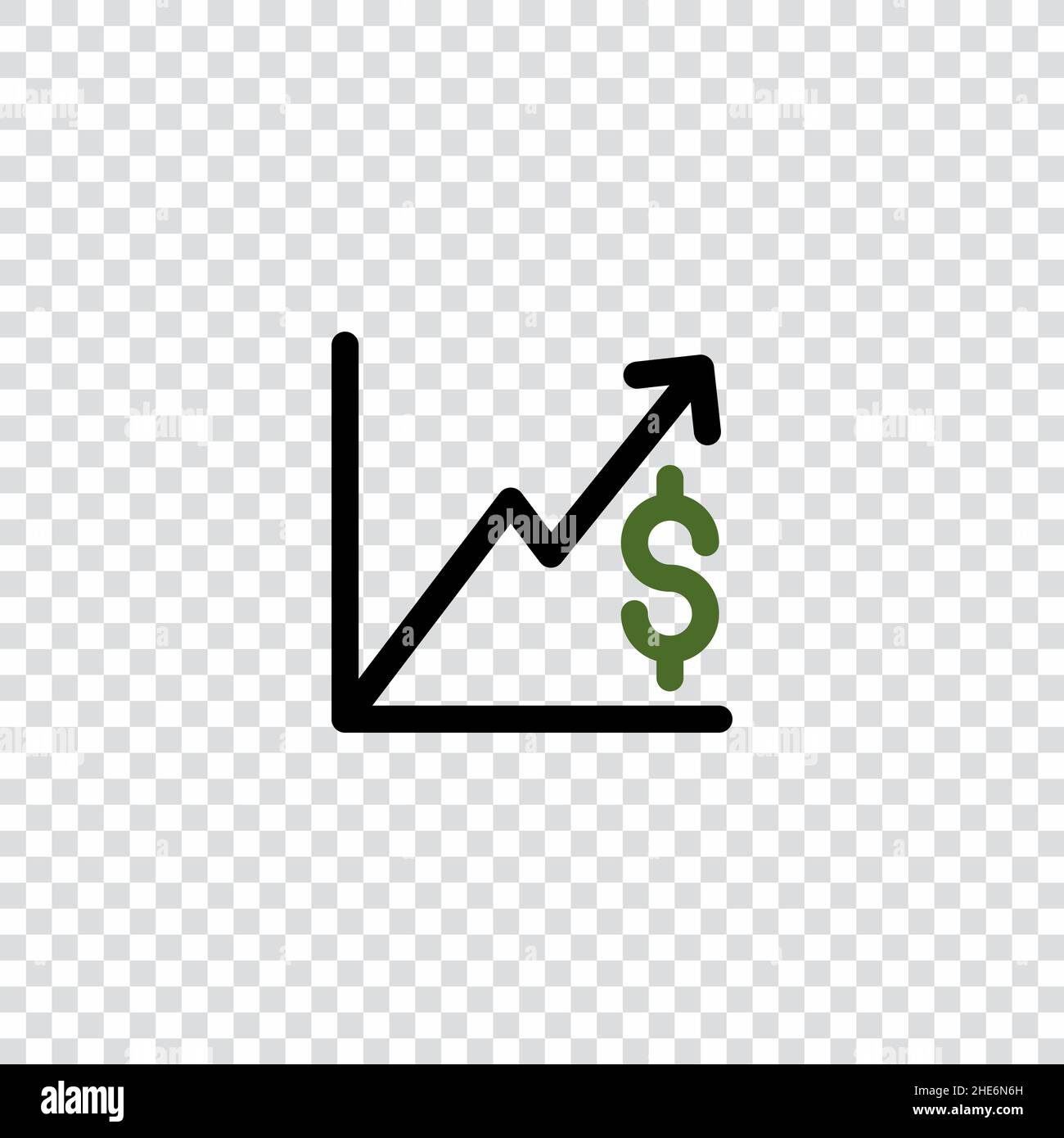 dollar rate increase icon. Money symbol with stretching arrow up. Stock ...