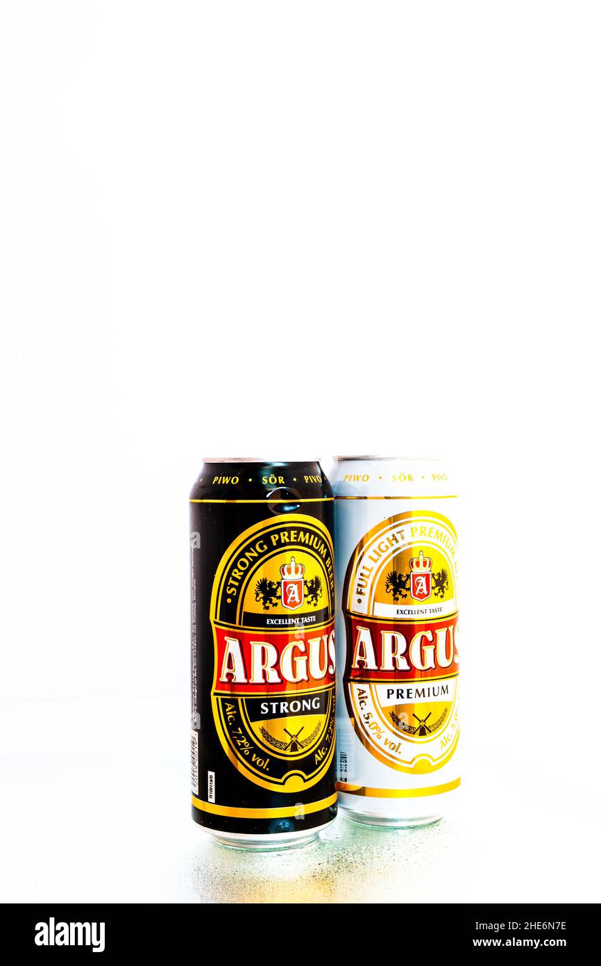 Argus Premium Lager beer. Lild supermarket own brand beer. Bucharest ...