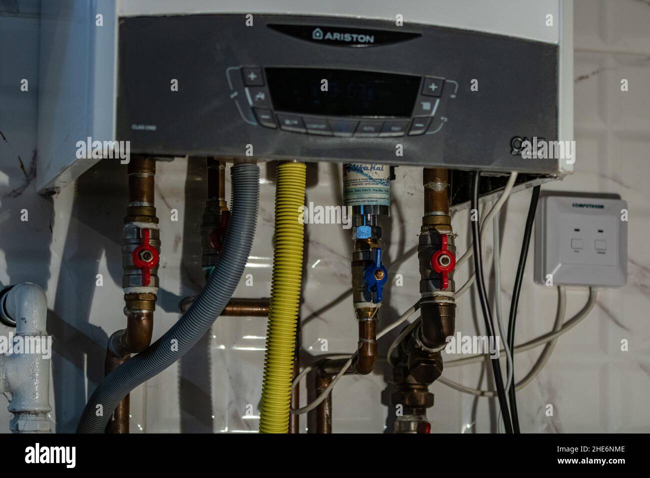 Central heating system. Central heating pipes. Bucharest, Romania, 2019 ...