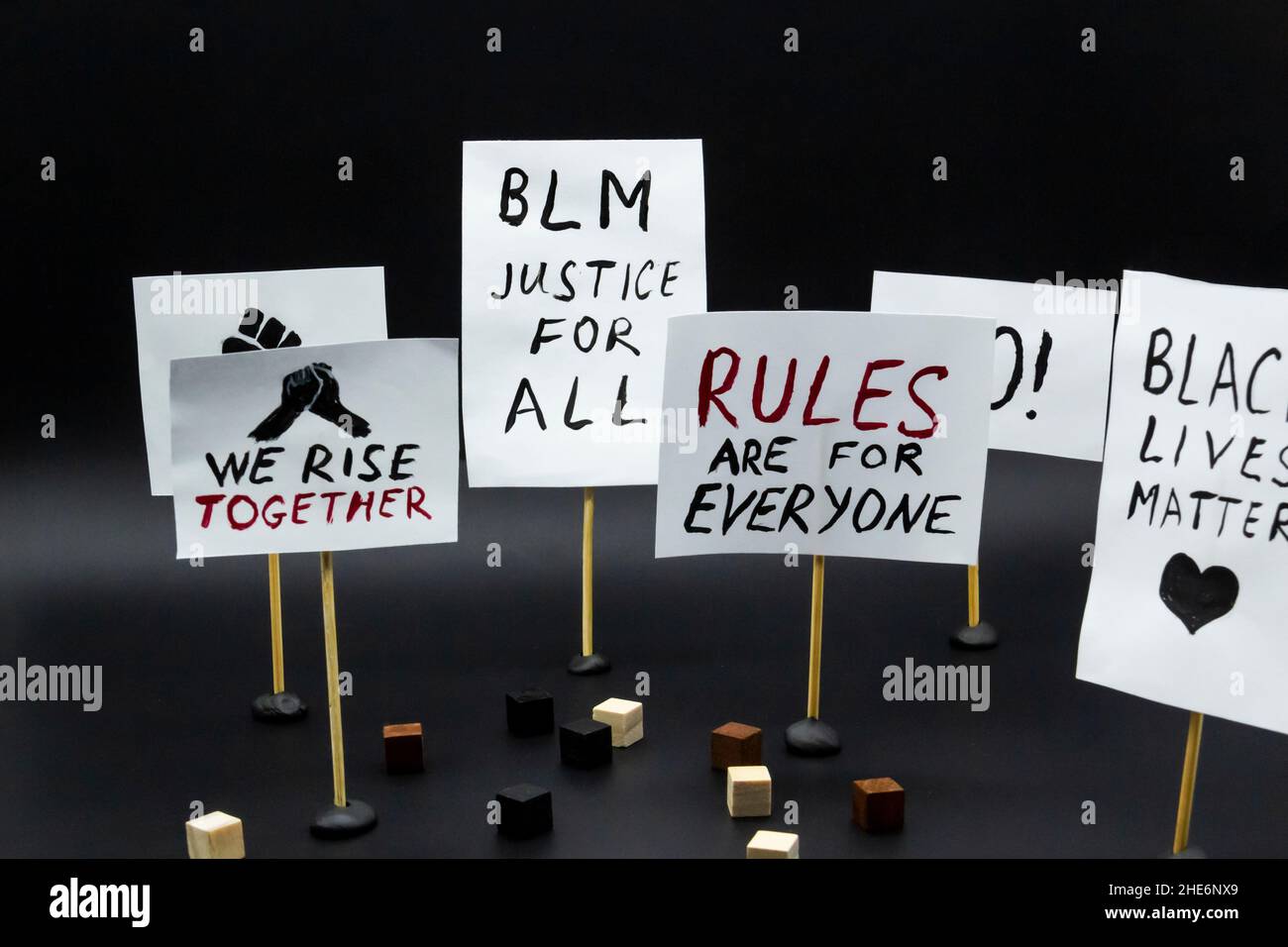 Black lives matter protests city concept. Posters of protest, rally ...