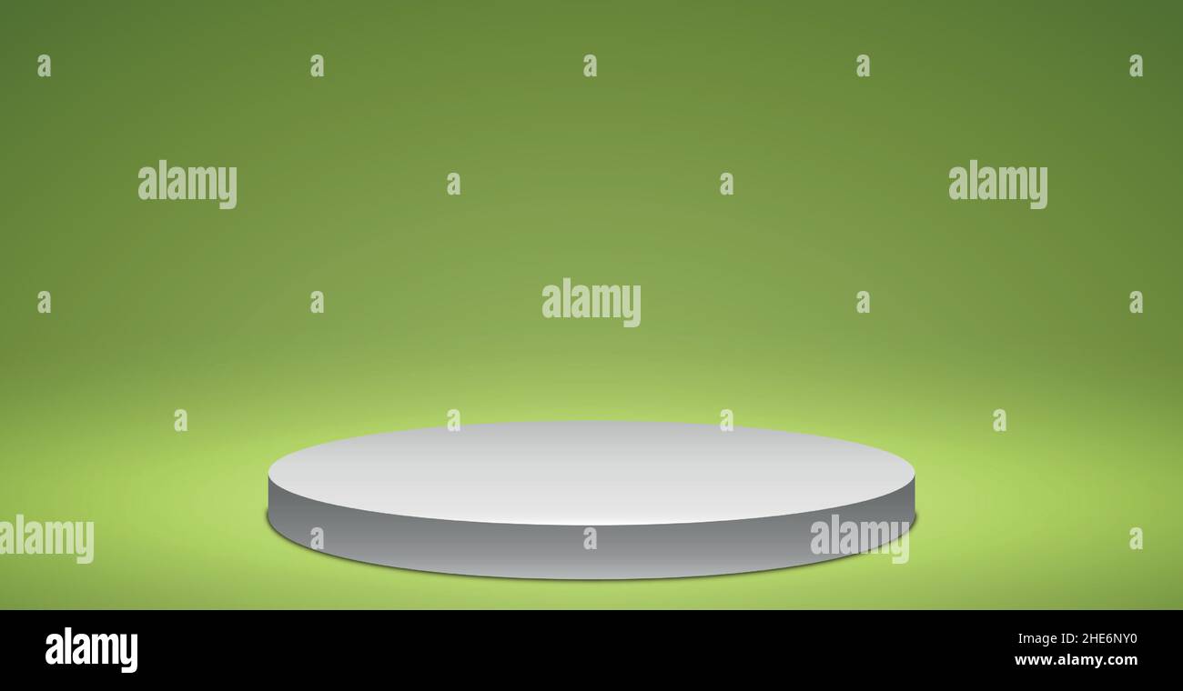 3D abstract studio with a pedestal. White geometric platform with green ...