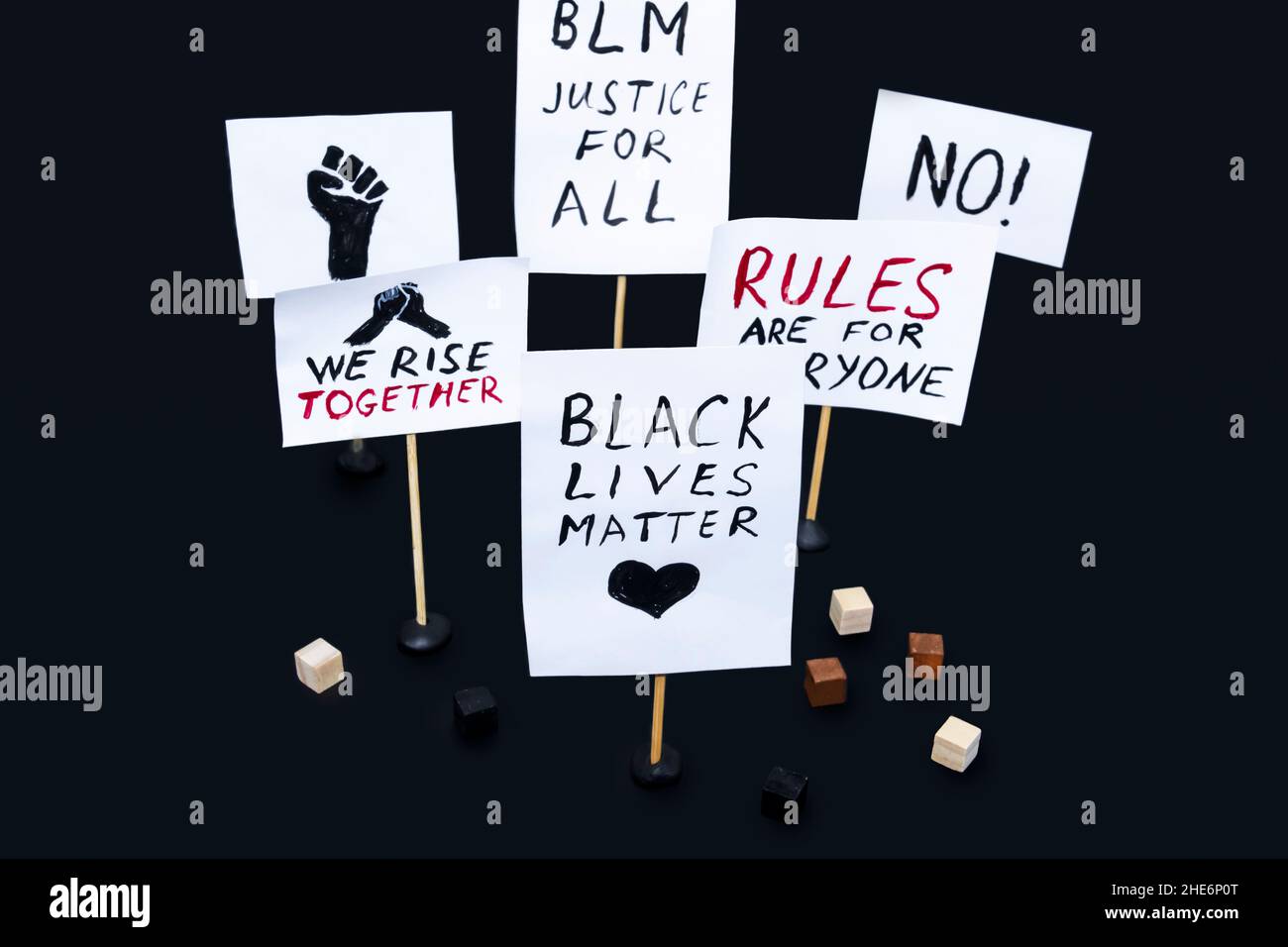 Concept of protest, rally, demonstration. Posters with words "Black ...