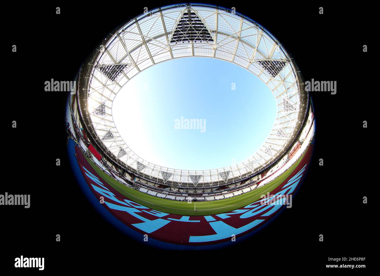 General view from inside the stadium via a fisheye lens before the ...