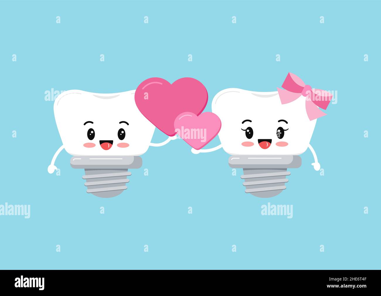 Tooth dental implant couple in love with hearts Stock Vector Image ...