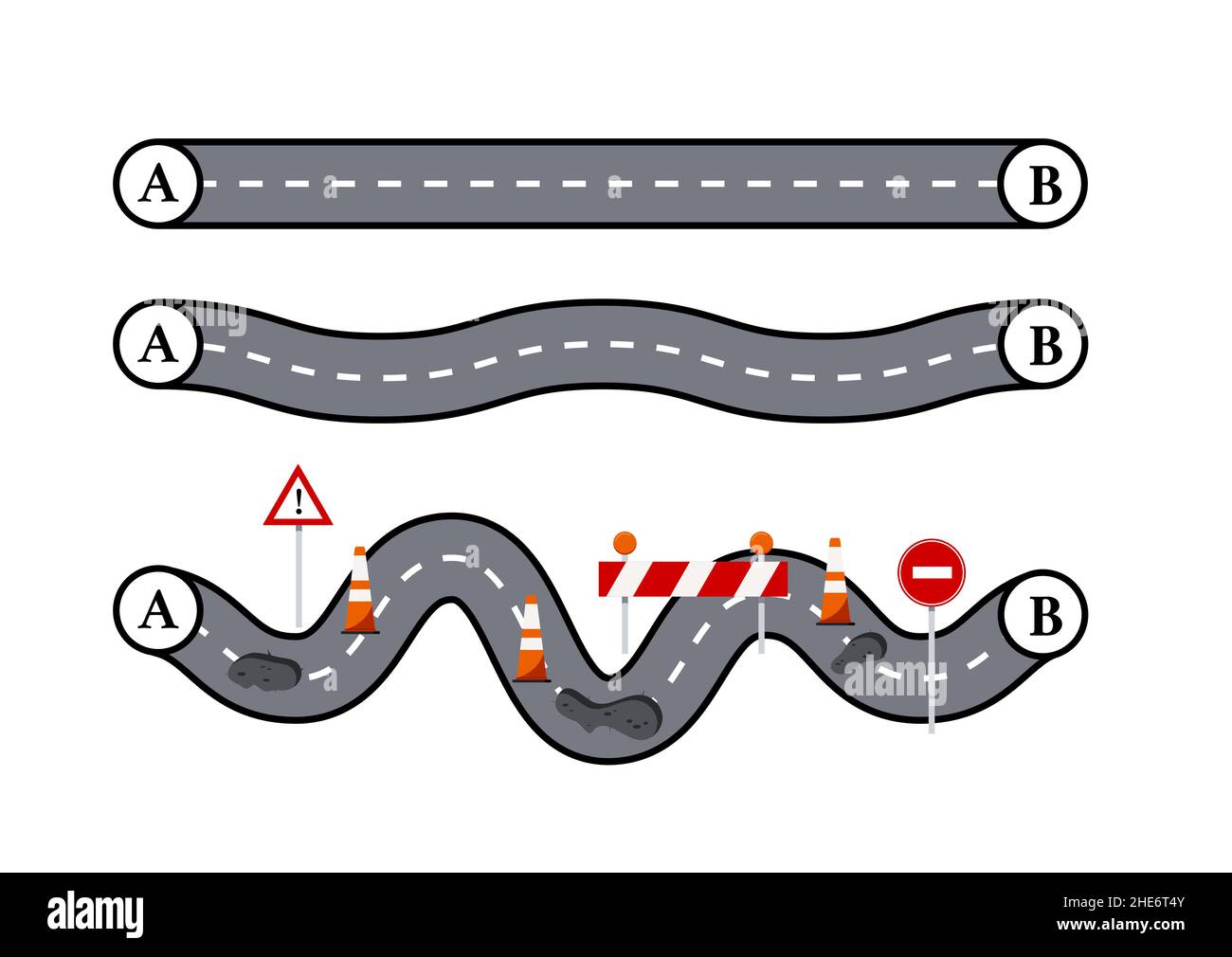Plan A B and real life road concept flat vector illustration Stock ...