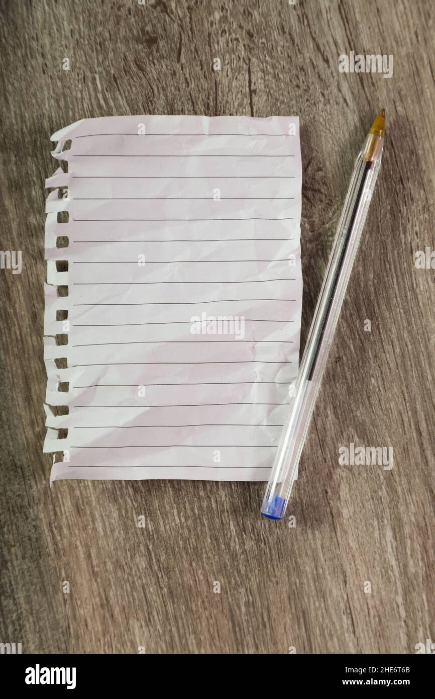 crumpled sheet notebook line Stock Photo - Alamy