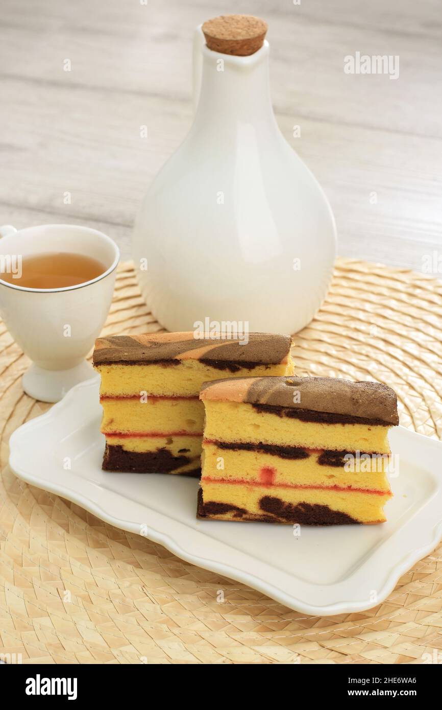 Spiku or Lapis Surabaya, the Layers Rich Egg Yolk Cake with Strawberry ...
