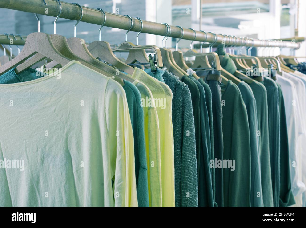 Hosiery clothing in apparel store interior Stock Photo - Alamy