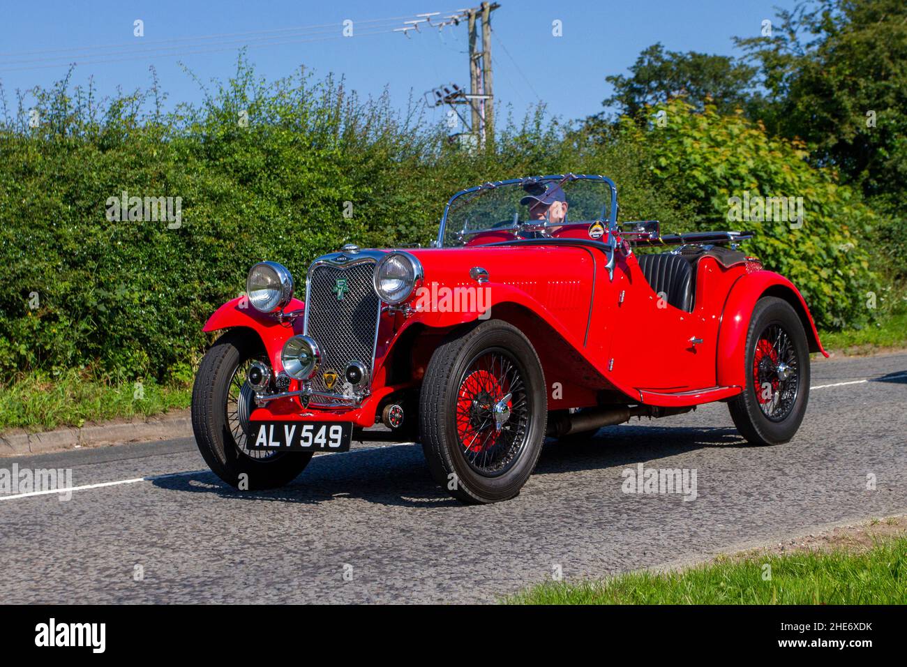 1935 30s thirties red Singer open-topped, 972cc petrol en-route to ...