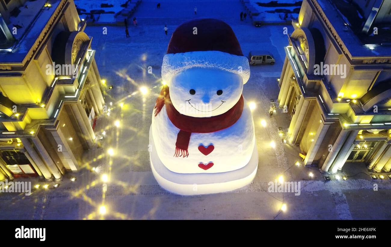 Harbin. 9th Jan, 2022. Aerial photo taken on Jan. 9, 2022 shows a huge ...