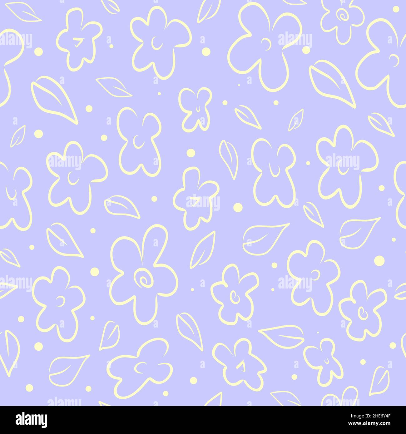 Vector seamless pattern with outline flowers Stock Vector Image & Art ...