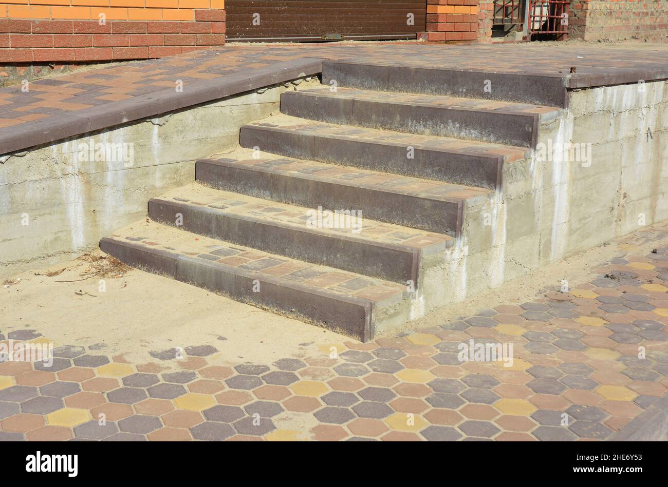 Building new house entry steps Stock Photo - Alamy