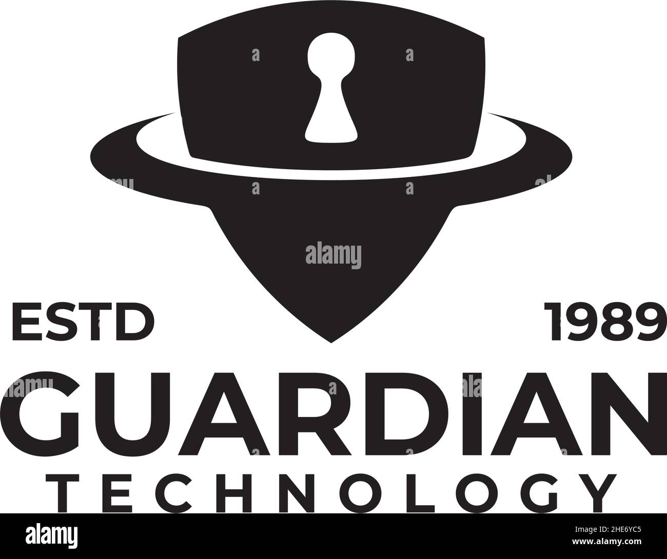 Black shield lock and unlock security guardian technology vector logo ...