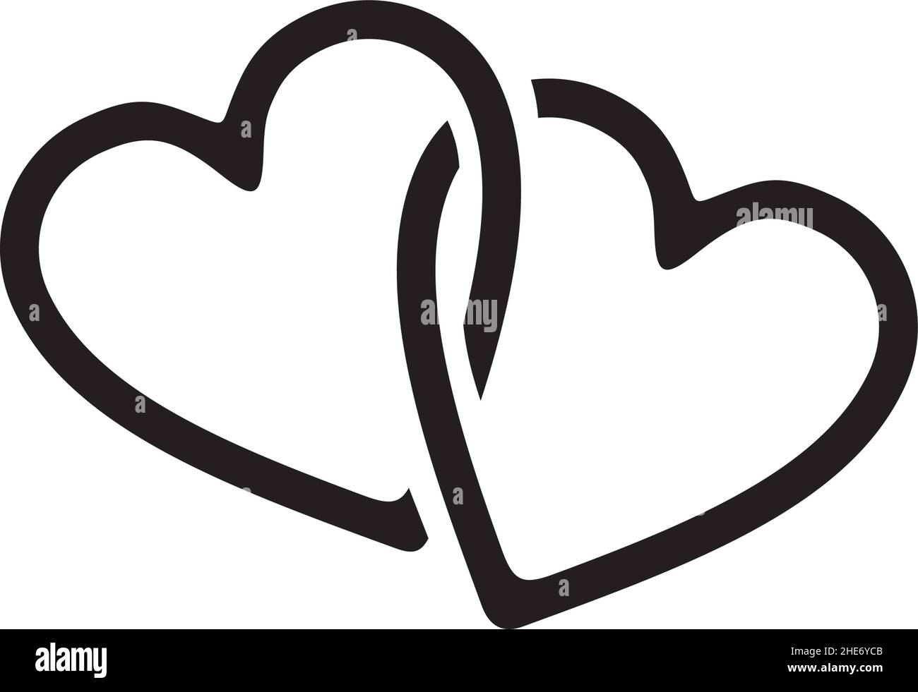 Simple black a pair of linked love symbol vector logo design Stock ...