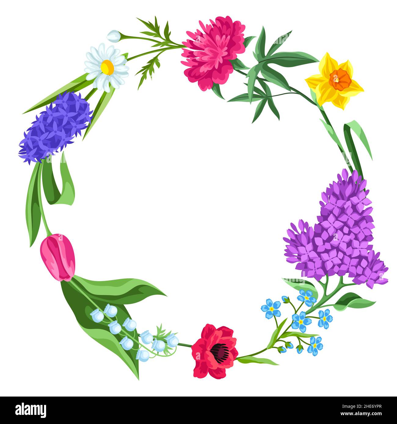 Decorative frame with summer flowers. Beautiful decorative bouquet of ...