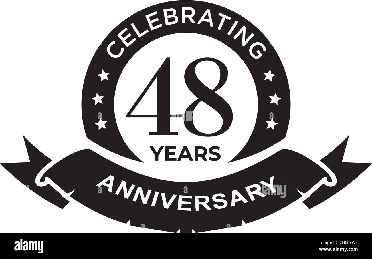 48th year anniversary logo design vector template Stock Vector Image ...