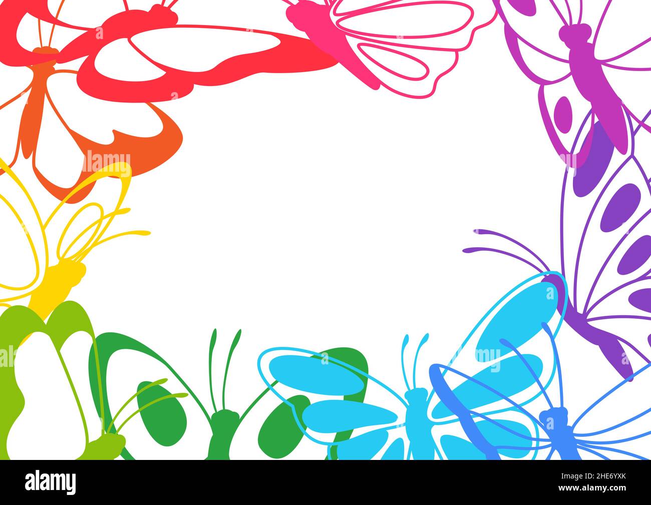 Frame design with decorative butterflies. Colorful abstract insects ...