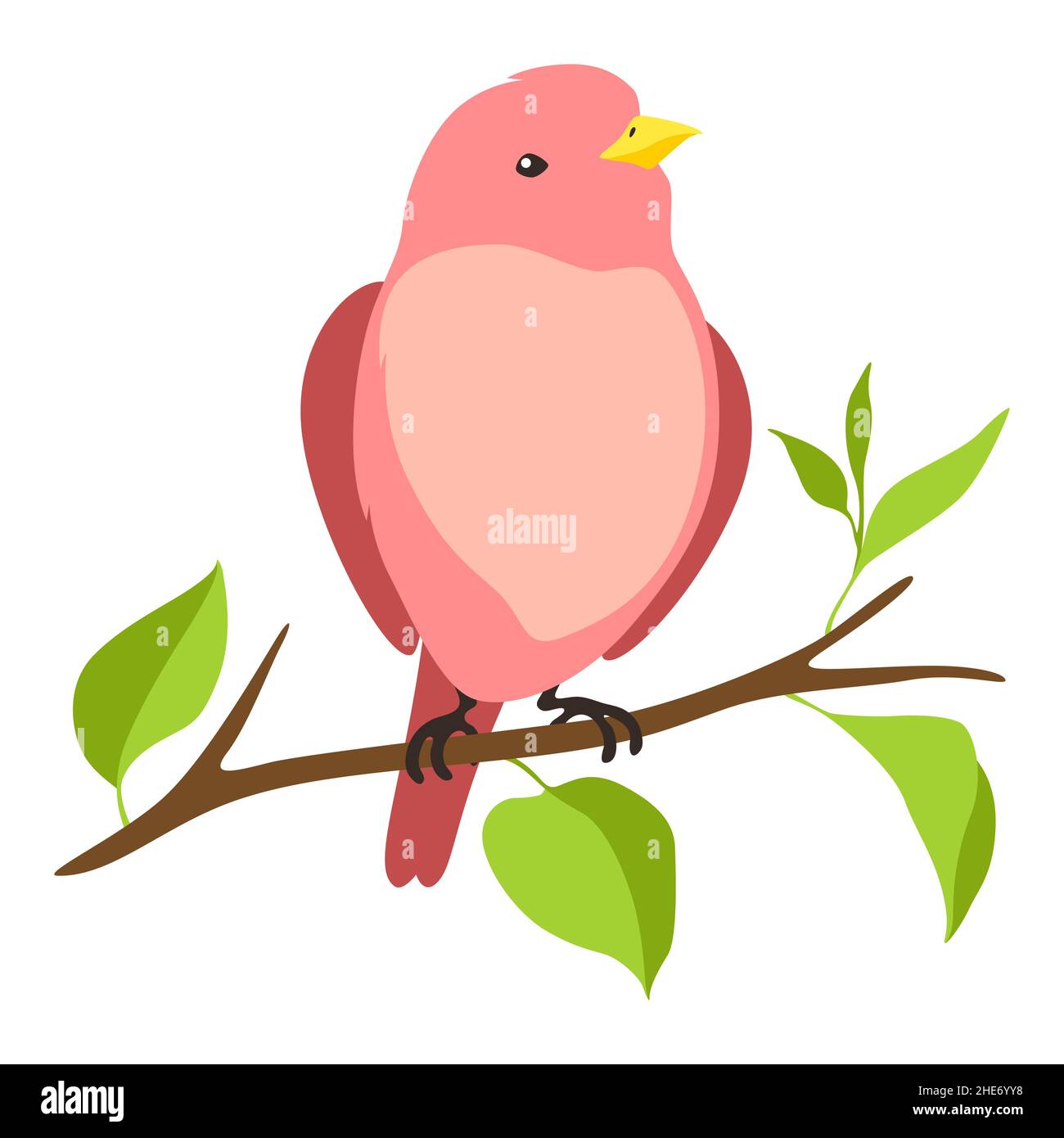Illustration of stylized bird sitting on branch. Image of birdie in ...