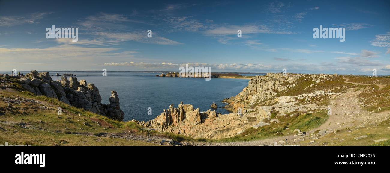 landscape of peninsula of crozon in finistere in Brittany in France ...