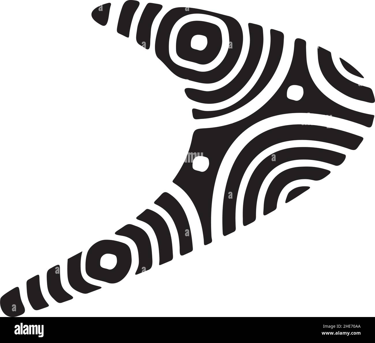 Black boomerang logo with indigenous pattern of aboriginal art design ...