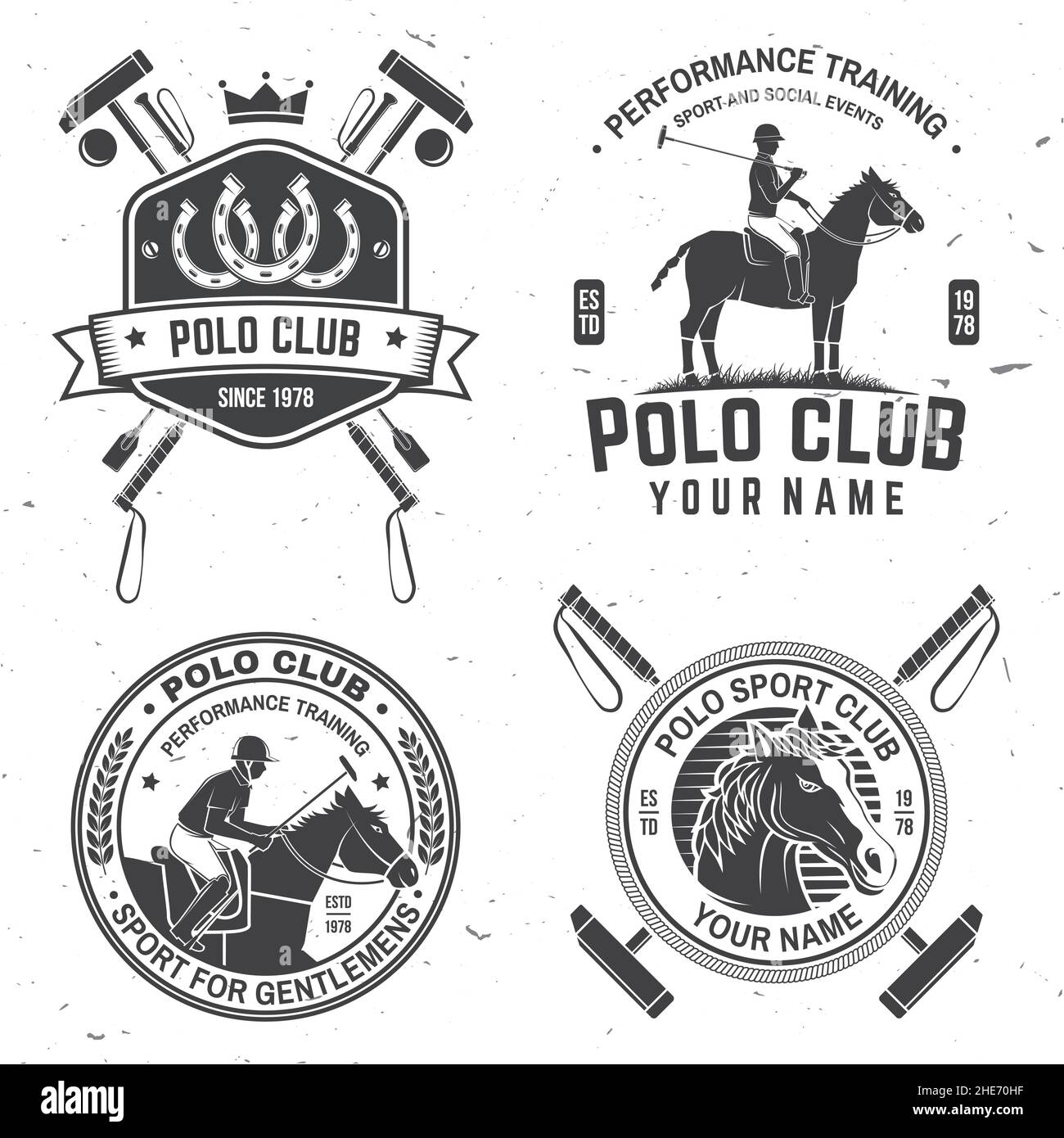 Set of Polo club sport badges, patches, emblems, logos. Vector ...