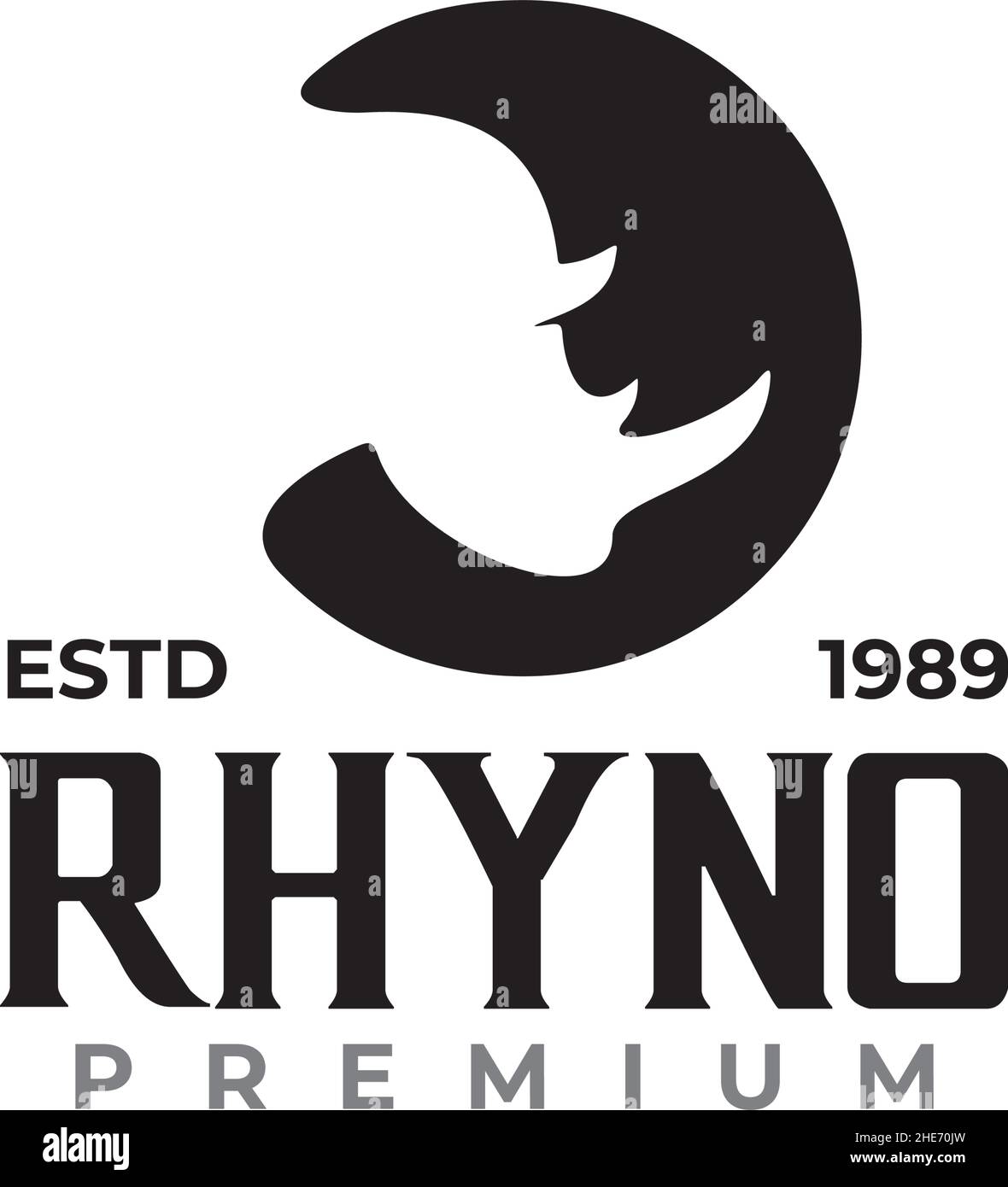 Black rhino vector logo design for apparel store Stock Vector Image ...