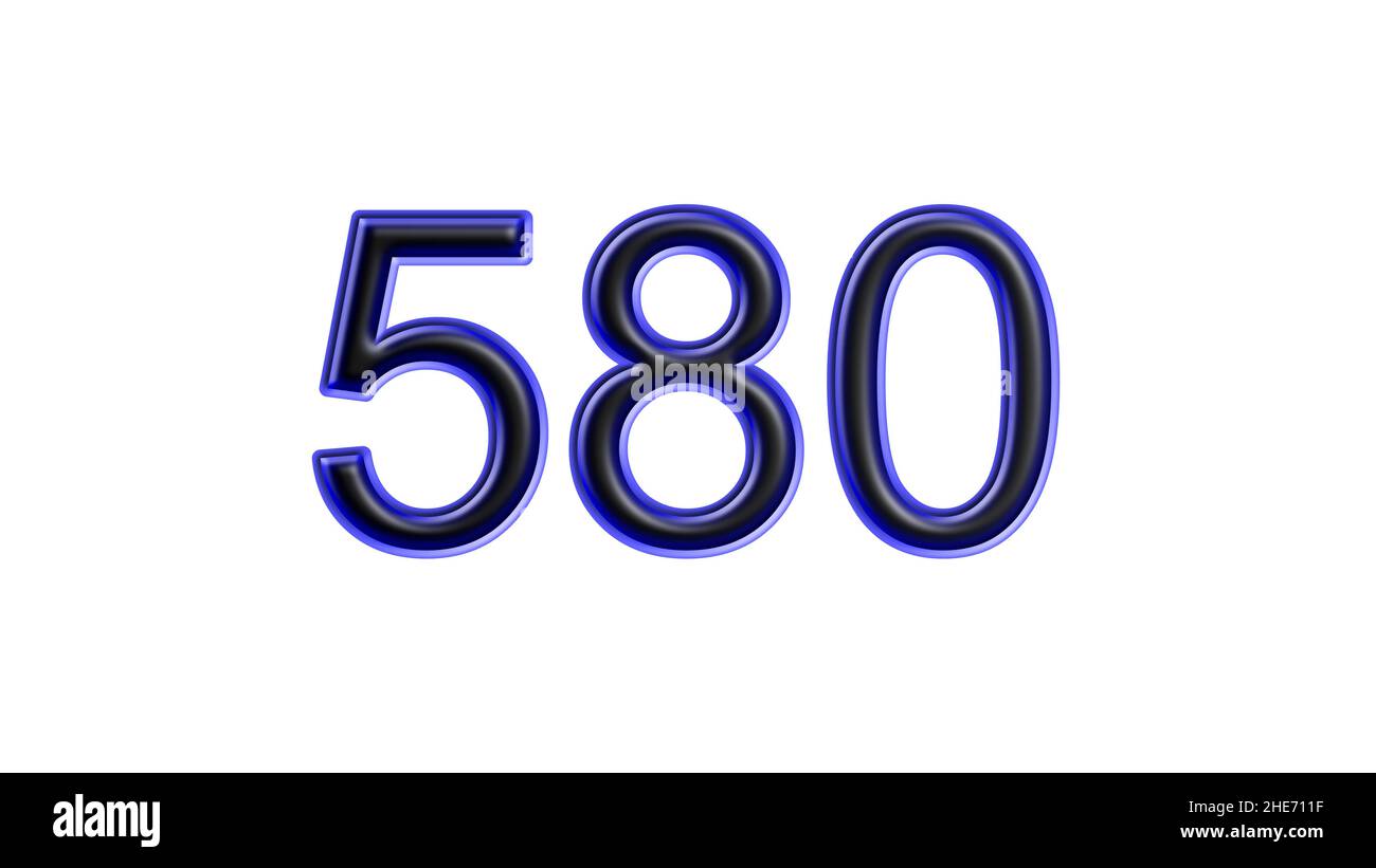 blue 580 number 3d effect white background Stock Photo - Alamy