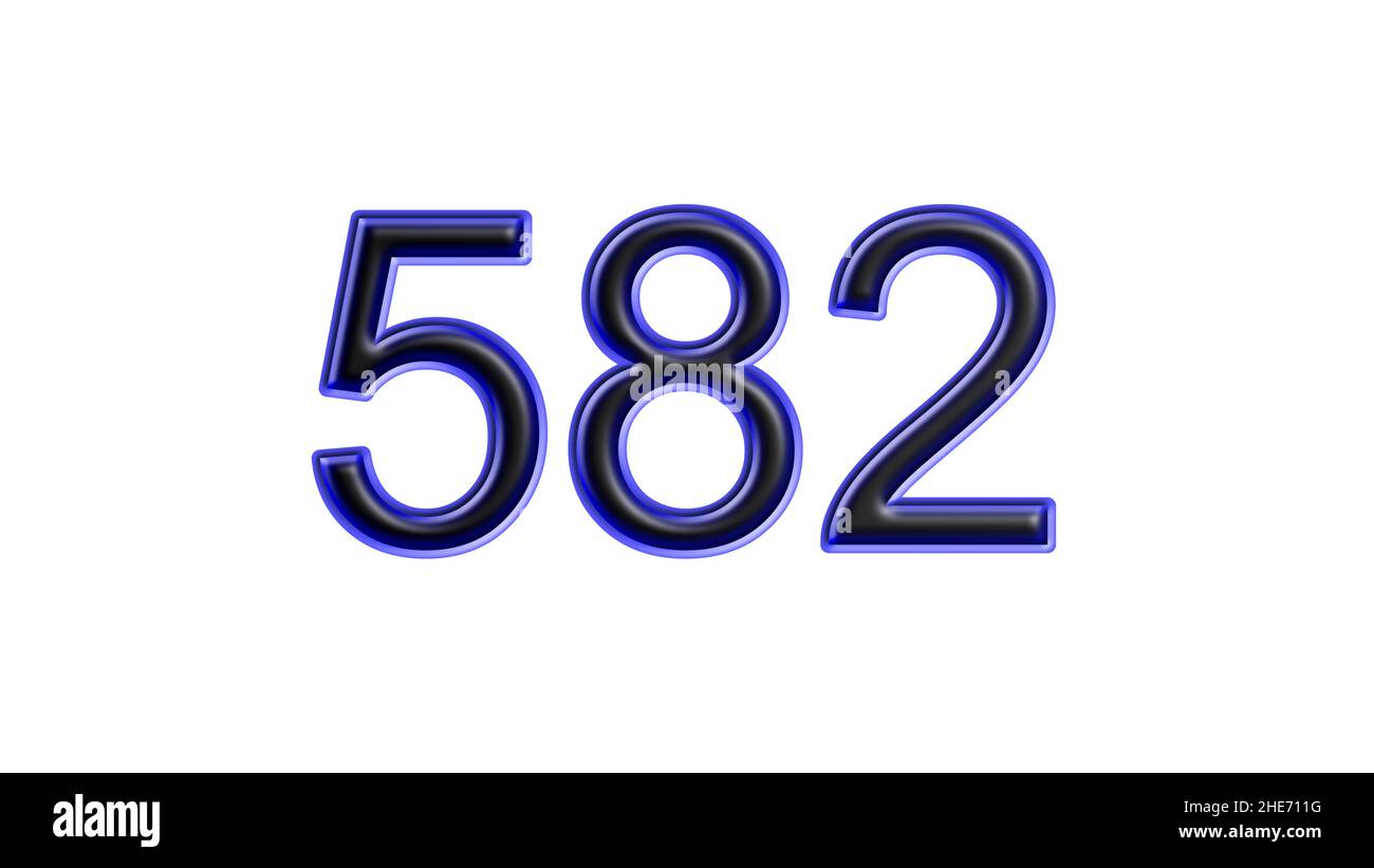 blue 582 number 3d effect white background Stock Photo - Alamy