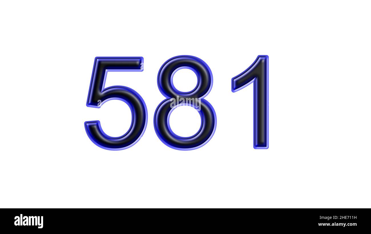 blue 581 number 3d effect white background Stock Photo - Alamy