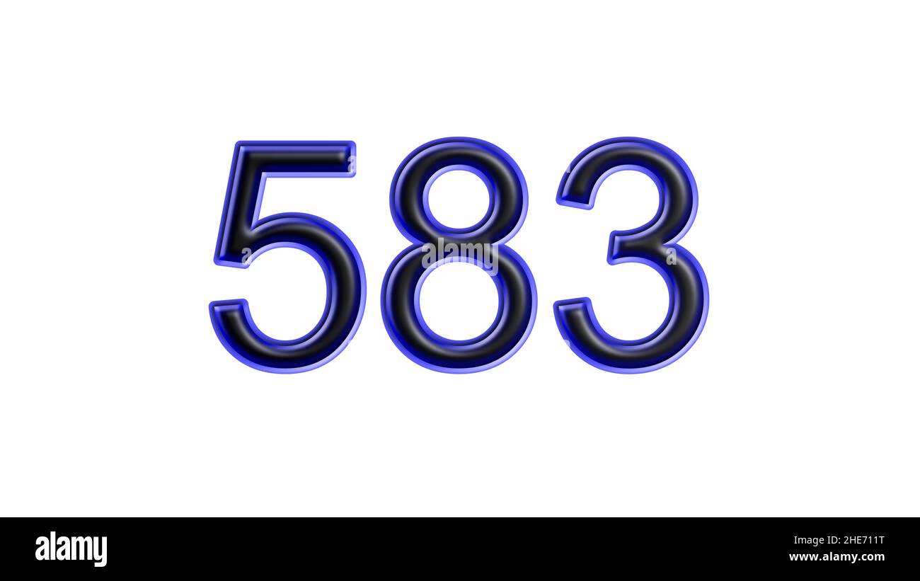 blue 583 number 3d effect white background Stock Photo - Alamy