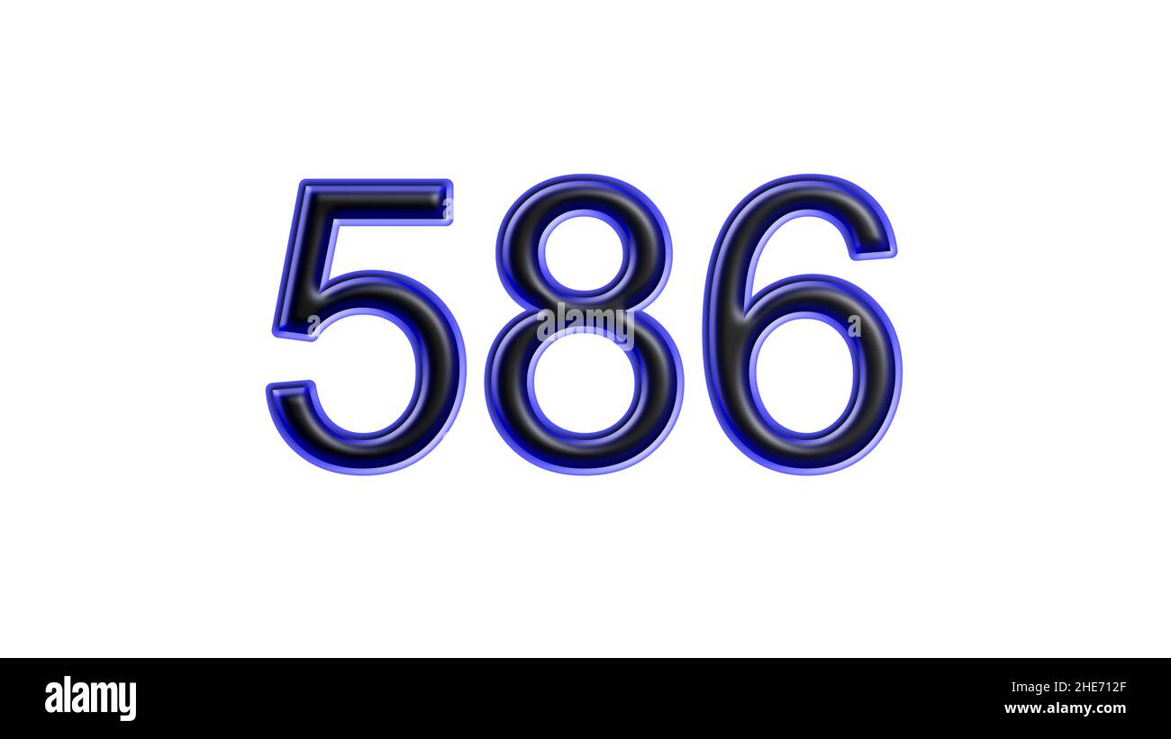 blue 586 number 3d effect white background Stock Photo - Alamy